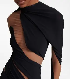 MUGLER Draped Tulle-embellished Minidress