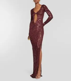 AYA MUSE Embellished Cutout Maxi Dress