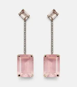 Mateo 14kt Yellow Earrings With Morganite, Quartz, And Diamonds - Gold