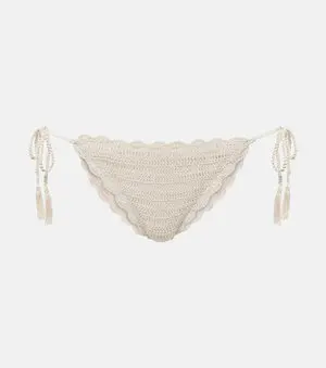 Anna Kosturova Classic Crochet Cotton Bikini Bottoms - Neutrals