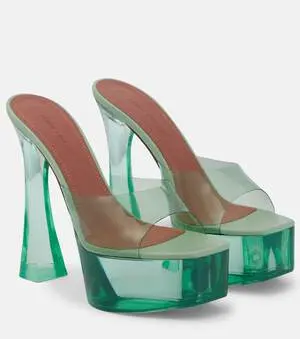 Amina Muaddi Dalida Pvc Platform Mules - Green