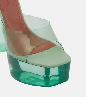 Amina Muaddi Dalida Pvc Platform Mules - Green