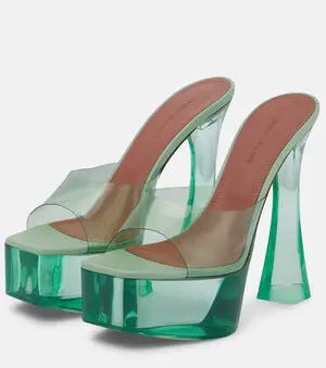 Amina Muaddi Dalida Pvc Platform Mules - Green