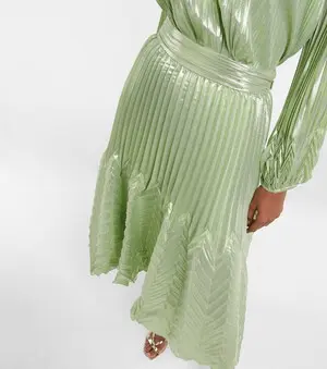 Simkhai Pleated Silk-blend Midi Skirt