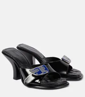 Burberry Leather Mules - Black