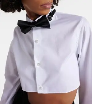 Noir Kei Ninomiya Cropped Cotton Shirt With Bow Detail