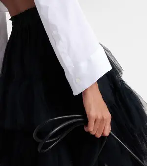 Noir Kei Ninomiya Cropped Cotton Shirt With Bow Detail