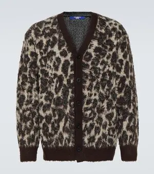 Junya Watanabe Jacquard Leopard-print Cardigan - Black