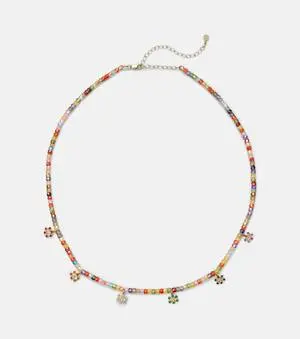 SYDNEY EVAN Evil Eye 14kt Gold Beaded Necklace With Diamonds - Multicoloured
