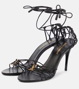 Saint Laurent Babylone Leather Sandals - Black
