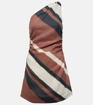 Faithfull The Brand Marga Gathered Linen Minidress