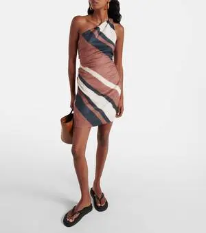 Faithfull The Brand Marga Gathered Linen Minidress