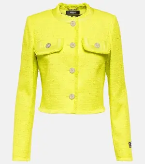 Versace Cotton-blend Bouclé Jacket - Yellow