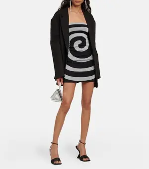 Staud Swirl Metallic Knit Mini Dress