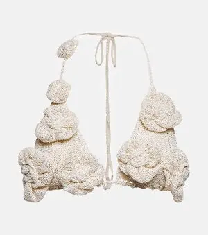 Magda Butrym Floral Crochet Bra Top - White