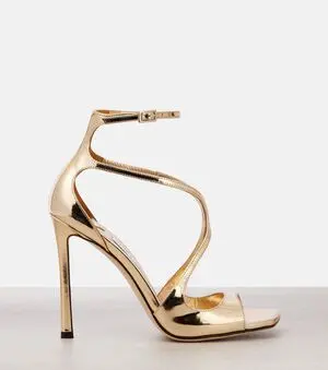 JIMMY CHOO Azia 110 Patent Leather Sandals - Gold