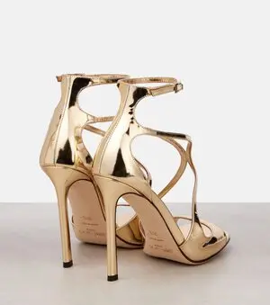 JIMMY CHOO Azia 110 Patent Leather Sandals - Gold