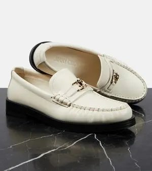 JIMMY CHOO Addie Logo Leather Loafers