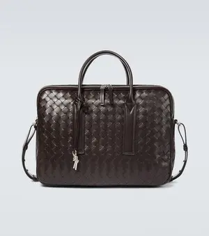 Bottega Veneta Getaway Intrecciato Leather Briefcase - Black