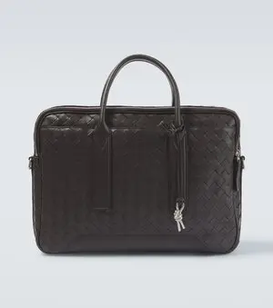 Bottega Veneta Getaway Intrecciato Leather Briefcase - Black