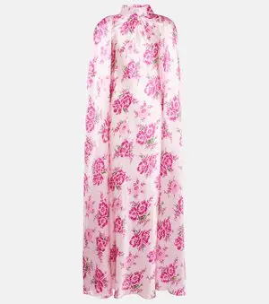 RODARTE Caped Floral Silk Satin Gown - Multicoloured