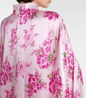 RODARTE Caped Floral Silk Satin Gown