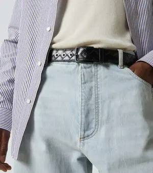 Bottega Veneta Intrecciato Leather Belt - Black