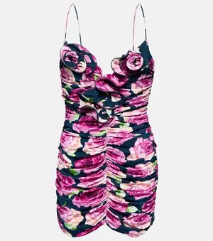 Magda Butrym Floral Ruched Mini Dress - Blue