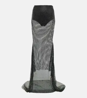 Giuseppe Di Morabito Crystal-embellished Mesh Maxi Skirt - Black