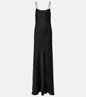 Victoria Beckham Satin Slip Maxi Dress - Black