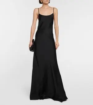 Victoria Beckham Satin Slip Maxi Dress - Black