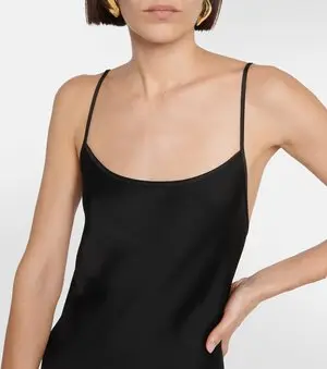 Victoria Beckham Satin Slip Maxi Dress - Black