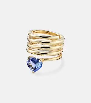 Shay Jewelry Heart Spiral Ring With Sapphire - Gold