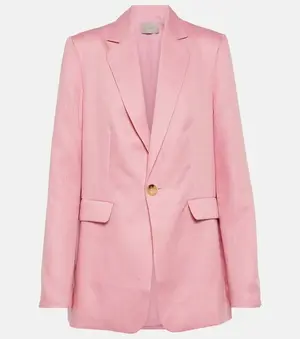 Asceno Azores Single-breasted Linen Blazer - Pink