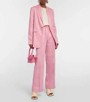 Asceno Azores Single-breasted Linen Blazer - Pink