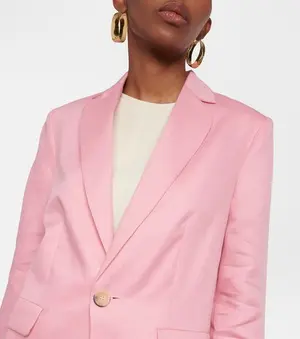 Asceno Azores Single-breasted Linen Blazer - Pink