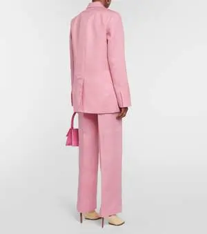 Asceno Azores Single-breasted Linen Blazer - Pink