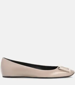 ROGER VIVIER Belle Vivier Leather Ballet Flats - Grey