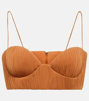 Alex Perry Preston Ruched Top - Brown