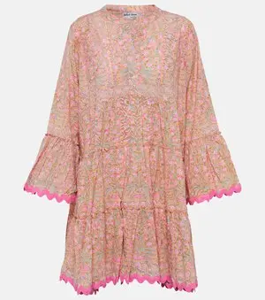 JULIET DUNN Floral Tiered Cotton Mini Dress - Multicoloured