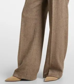Brunello Cucinelli Herringbone Wool-blend Wide-leg Trousers