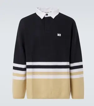 WALES BONNER Cypher Striped Wool Polo Sweater - Blue