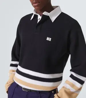 WALES BONNER Cypher Striped Wool Polo Sweater