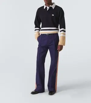 WALES BONNER Cypher Striped Wool Polo Sweater