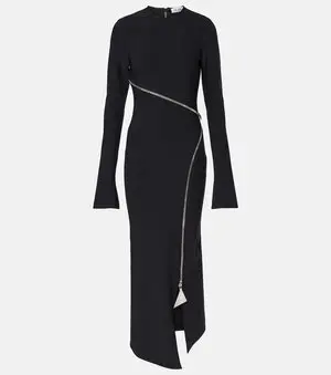 Attico Zip-up Jersey Midi Dress - Black