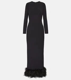 Safiyaa Feather-trimmed Crepe Gown