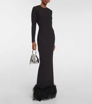 Safiyaa Feather-trimmed Crepe Gown