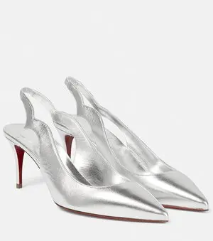 CHRISTIAN LOUBOUTIN Christian Louboutin Leather Slingback Pumps Silver