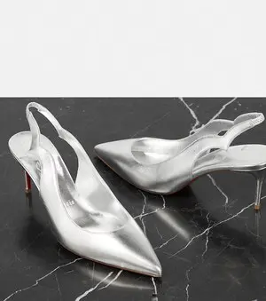 CHRISTIAN LOUBOUTIN Leather Slingback Pumps - Silver