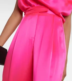 THE SEI High-rise Wide-leg Silk Trousers